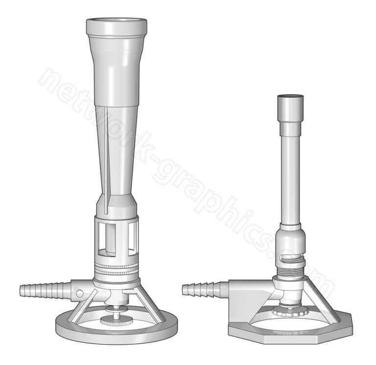Bunsen and Teclu Laboratory Gas Burner Illustration | Network Graphics Inc.